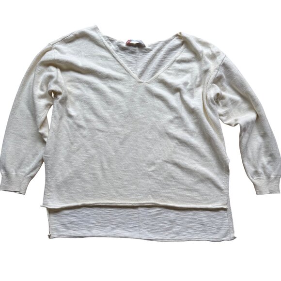 Free People | Tops | Free People Fp Beach Size L Cream Knit Vneck Long ...